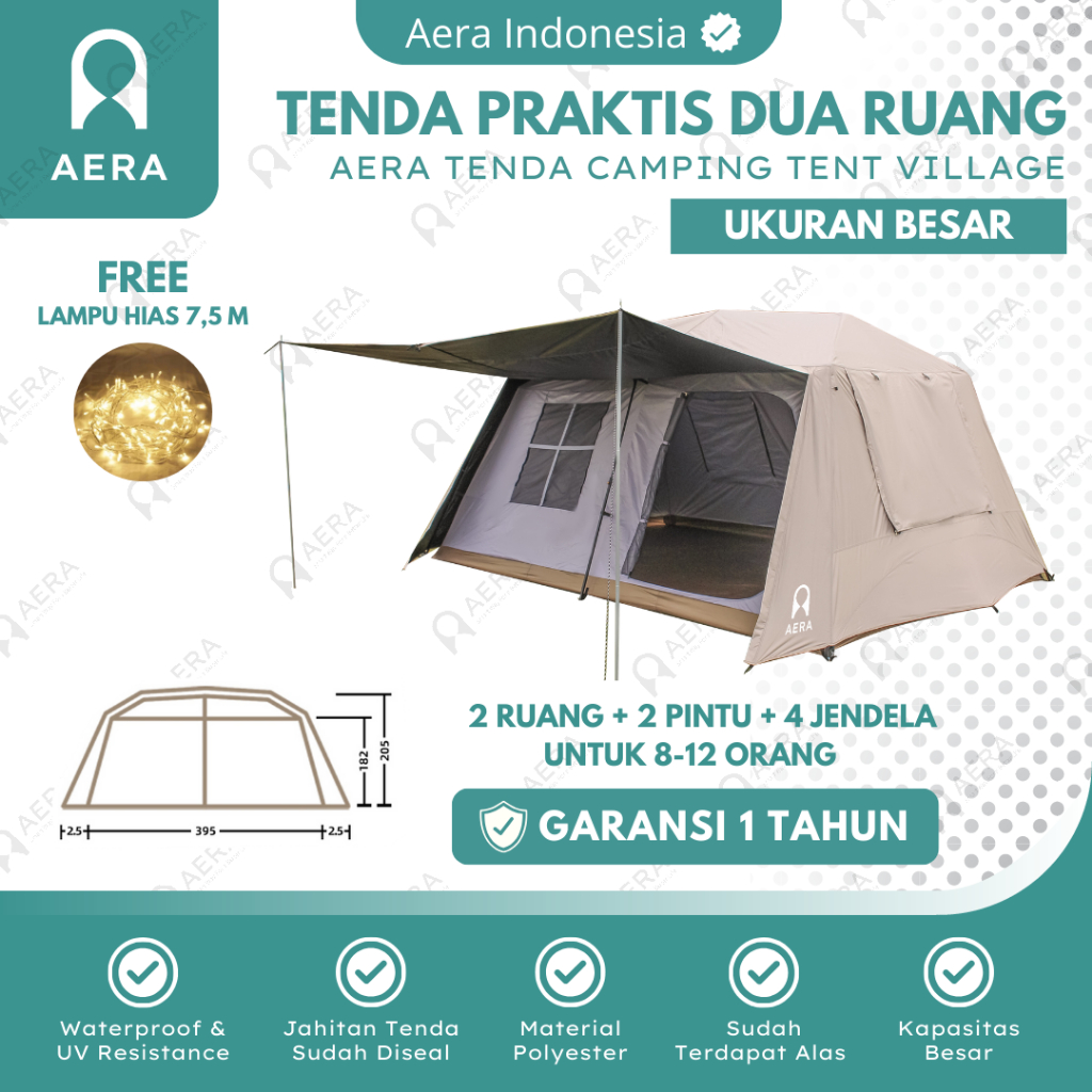 Jual AERA TENDA CAMPING TENT VILLAGE BESAR 8 - 12 ORANG | TENDA CAMPING ...