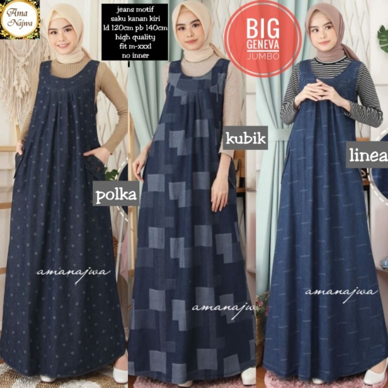 Jual AMA NAJWA Overall Jeans Jumbo Fit XXL Ld 120 Jeans Motif Casual ...