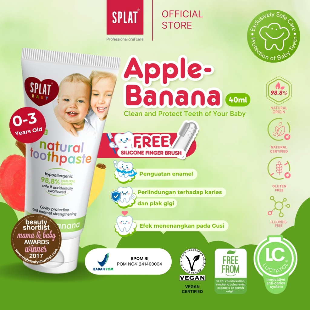 Jual SPLAT Baby Series 40ml Toothpaste Rasa Apple-Banana - Pasta Gigi ...