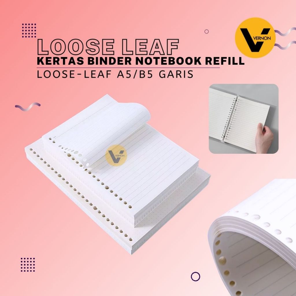 Jual Loose Leaf Kertas Binder Isi Ulang Kertas A5 / B5 Isi Ulang Kertas Binder Bergaris Isi 60 ...