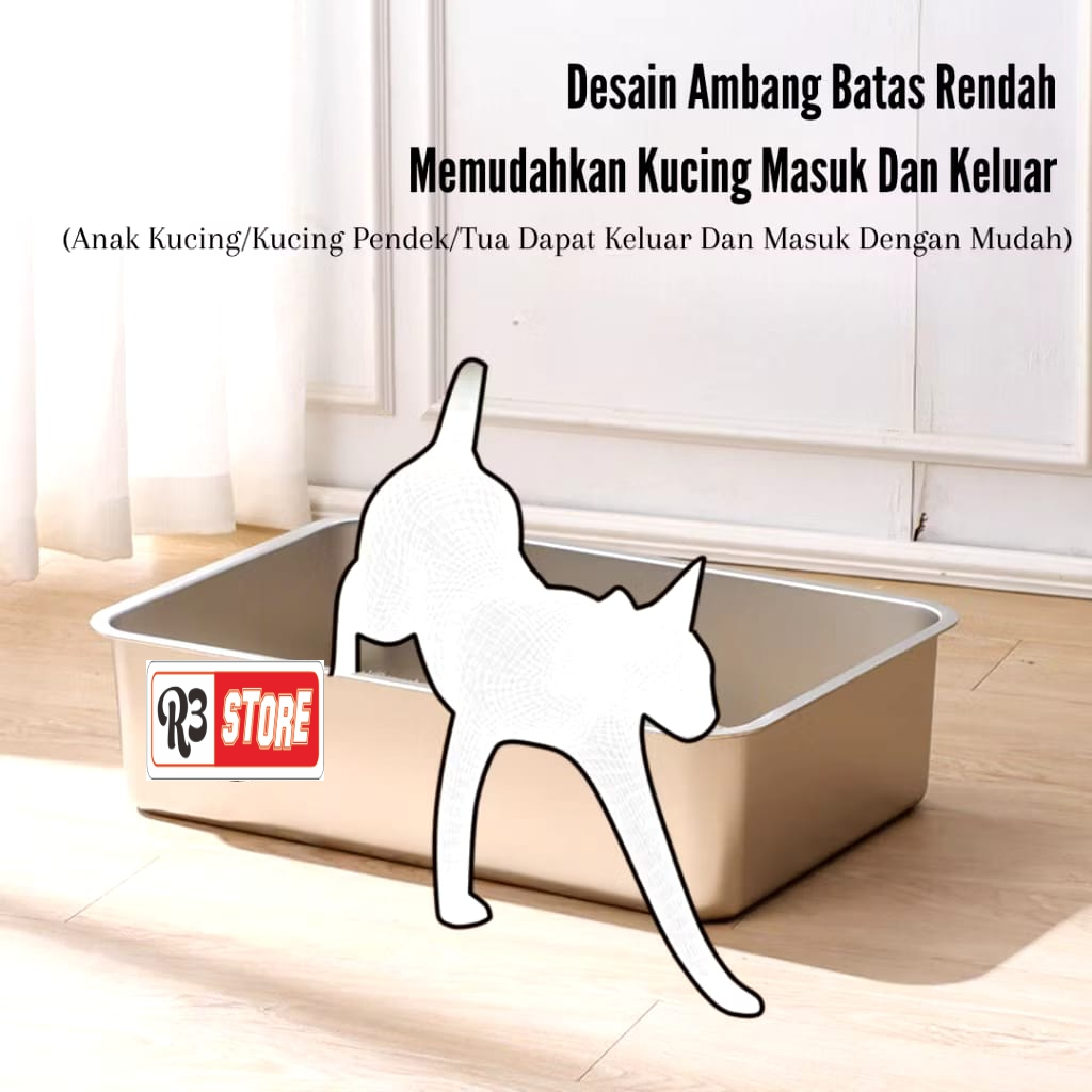 Jual Tempat Pasir Kucing Stainless Ukuran Besar / Litter Box Kucing ...