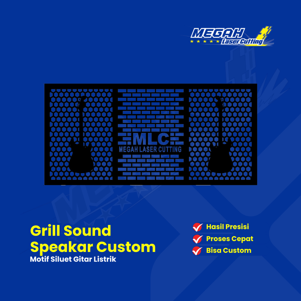 Jual CUSTOM GRILL SOUND SPEAKER METAL MOTIF SILUET GITAR LISTRIK ...