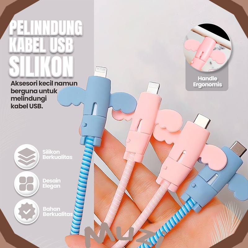 Jual Angel Wings Pelindung Ujung Kabel Charger USB Handphone Wing Cable Protector Android iPhone ...