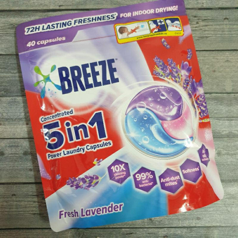 Jual Breeze Concentrated 3in1 Power Laundry Capsules Fresh Lavender ...
