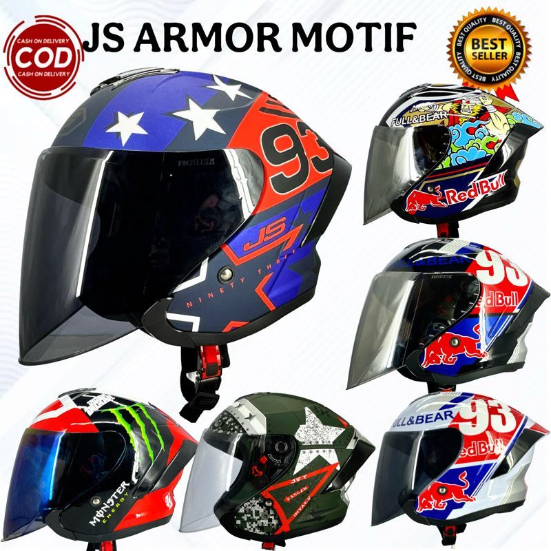 Jual Helm JS Half Face Motif Marc Marquez/Helm Keren/Sudah SNI/Helm SNI ...