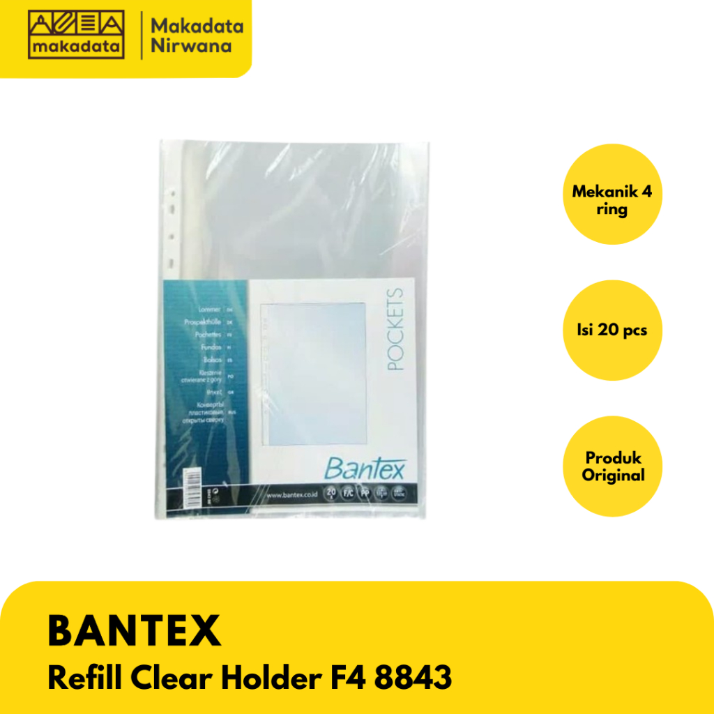 Jual BANTEX REFILL POCKET CLEAR HOLDER F4 8843 BENING (1 PACK) | Shopee ...