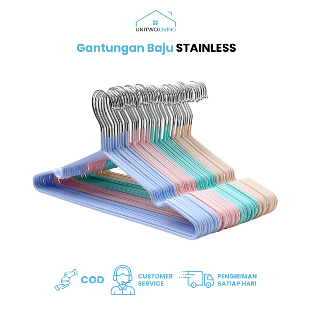 Jual Hanger Gantungan Baju Stainless Steel Hanger Kawat 10 Pcs Ukuran ...