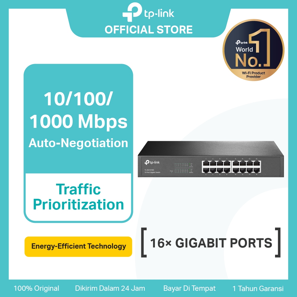 Jual TP-Link TL-SG1016D | 16 Port Gigabit | Unmanaged Switch | Desktop ...