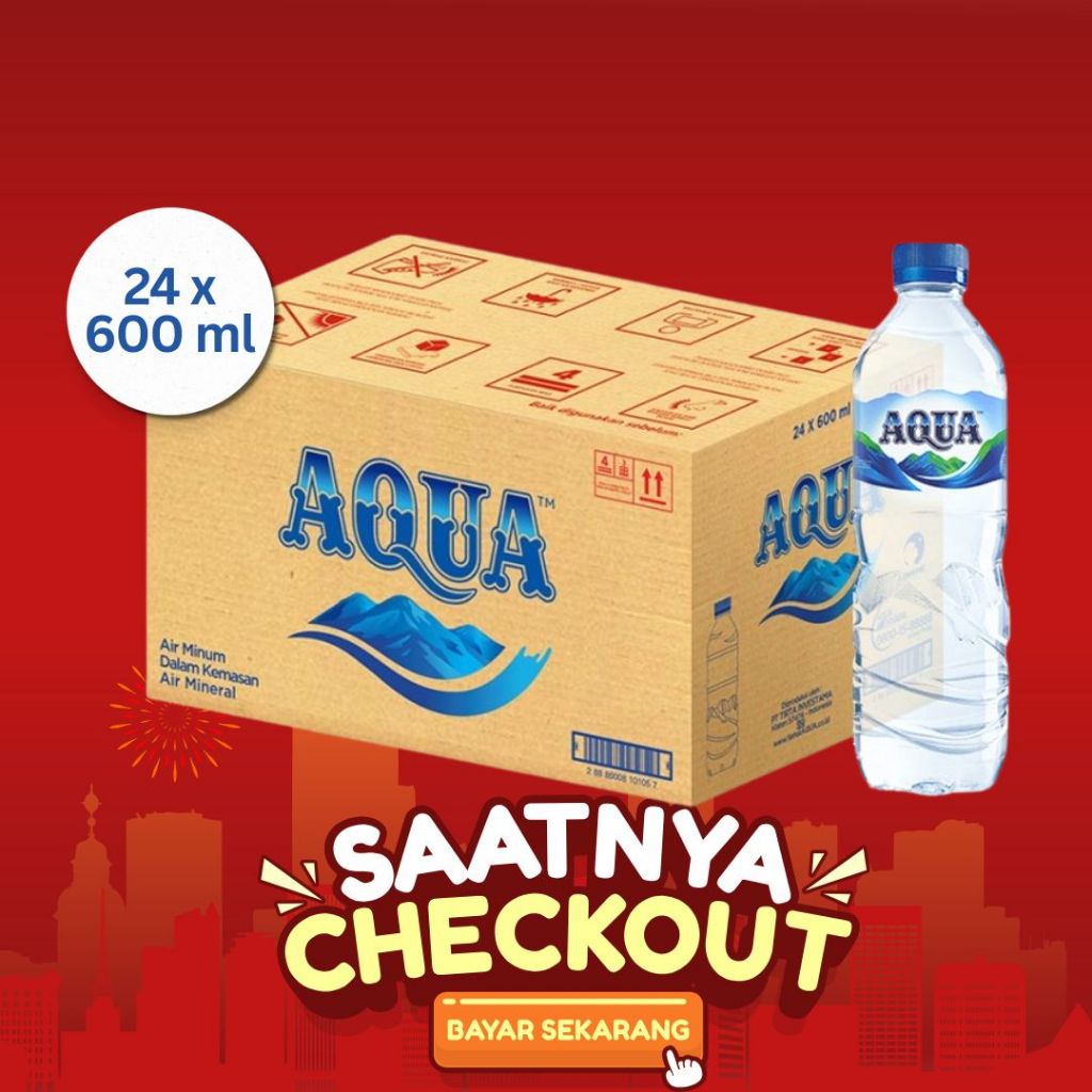 Jual AQUA BOTOL 600ml AIR MINREAL 1 DUS ISI 24PCS | Shopee Indonesia