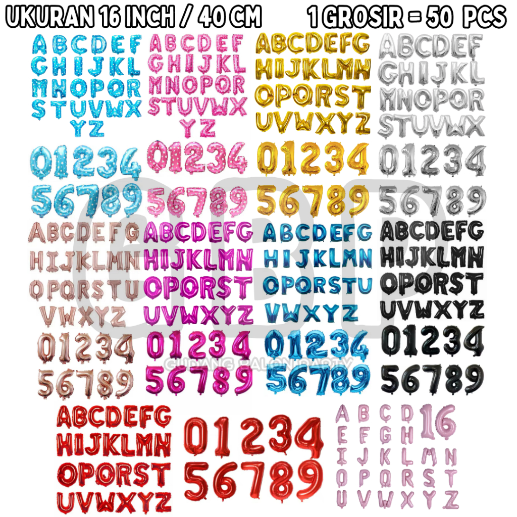 Jual (SATUAN) CEK DESKRIPSI - Balon Foil ANGKA DAN HURUF - 40cm ...