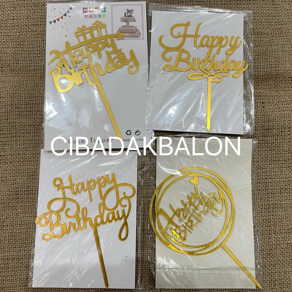 Jual Cake Topper Happy Birthday Gold / Toper HBD Gold / Hiasan Kue ...