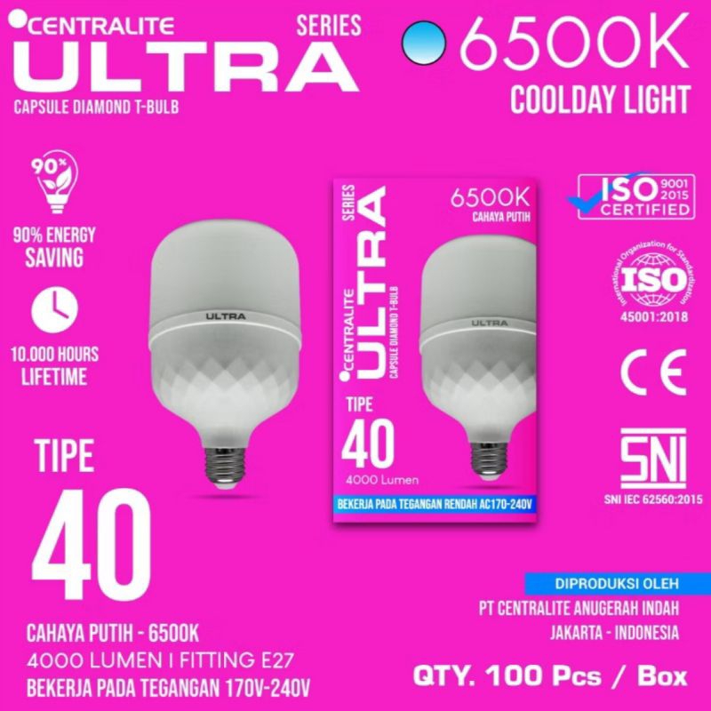 Jual Centralite ULTRA Lampu LED Cahaya Putih 40 Watt Model Tabung | Shopee Indonesia
