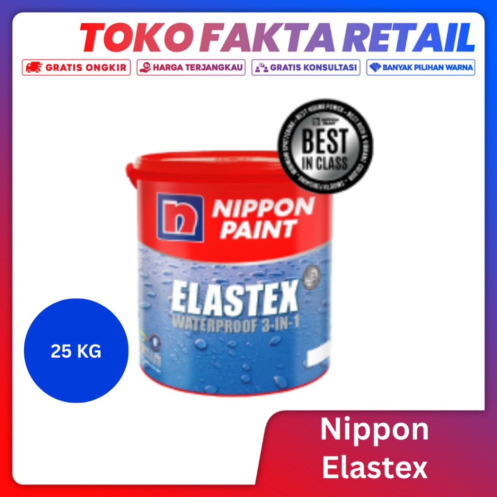 Jual Nippon Elastex 3 in 1 Cat Tembok Anti Bocor Nippon Paint 25 Kg Warna Ready Mix | Shopee ...