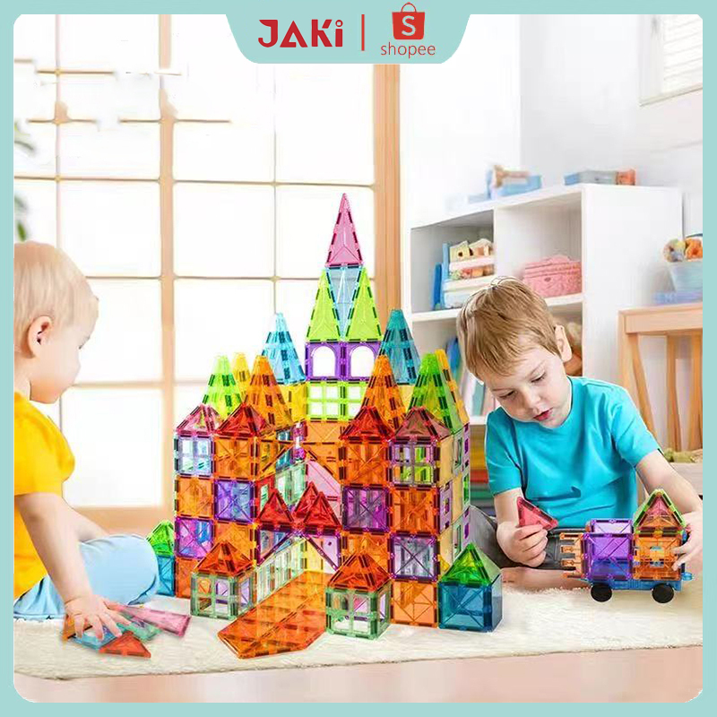 Jual JAKI Magnetic Tiles Mainan Puzzle Montessori Building Block 3D ...