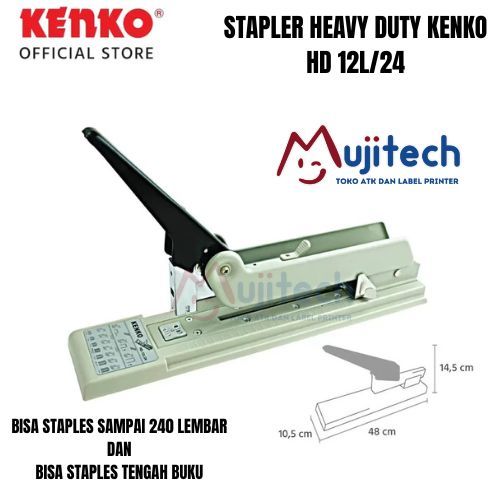 Jual HEAVY DUTY STAPLER BESAR HD 12L 12L/24 BISA JILID TENGAH KENKO ...