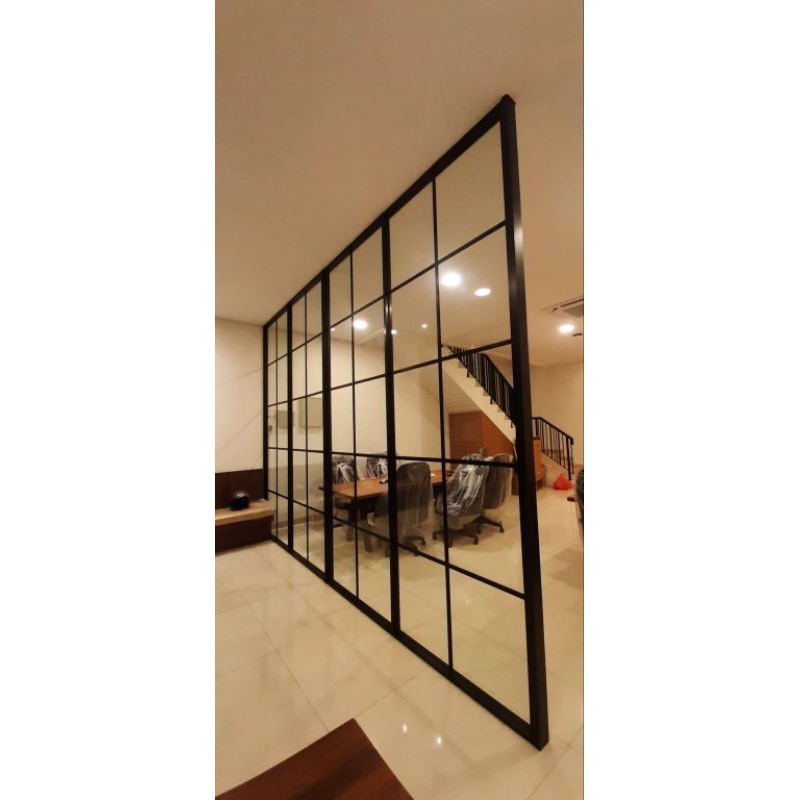 Jual partisi aluminium kaca motif onarmen hitam / putih | Shopee Indonesia