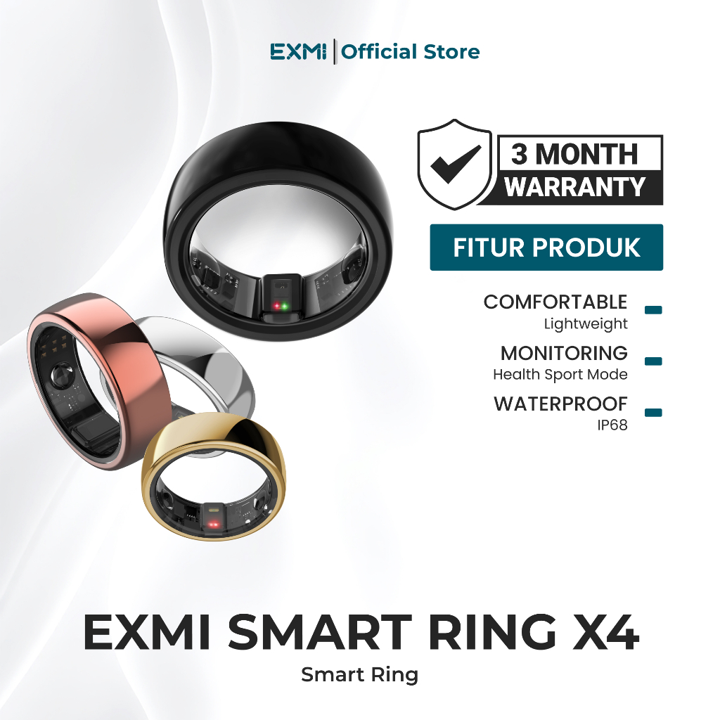 Jual Exmi Smart Ring X4 Support Healt Monitoring IP68 Sports Mode Blood ...