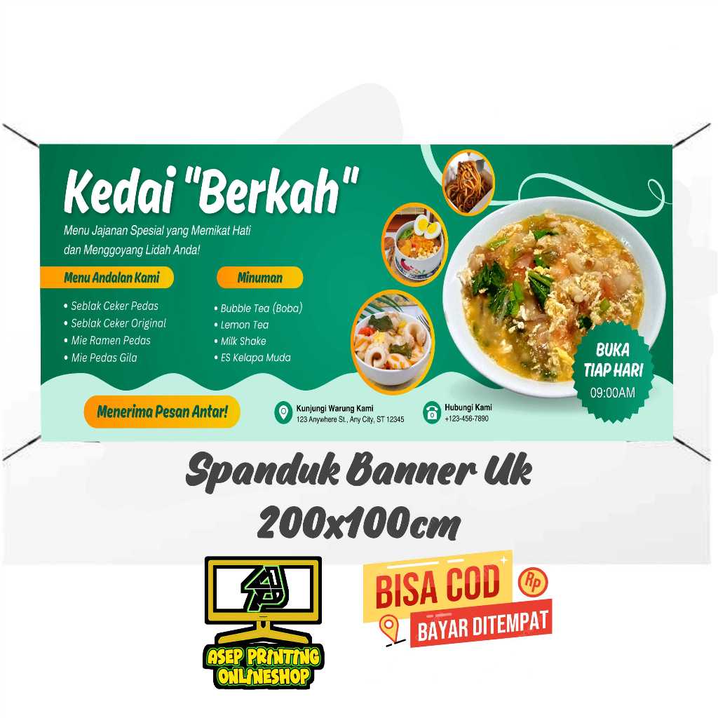 Jual Cetak spanduk banner 200x100 kedai berkah custome free request ...