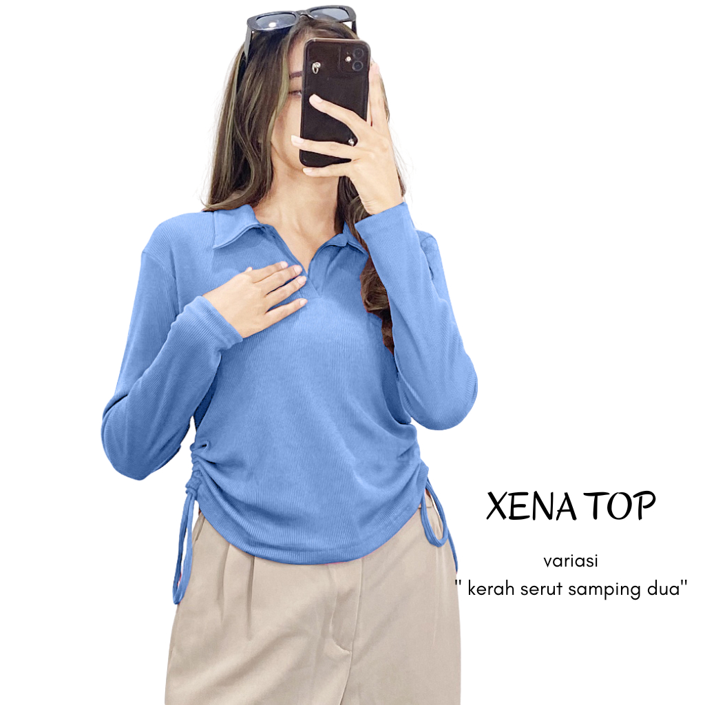 Jual XENA TOP BLOUSE KERAH SERUT BAJU POLOS WANITA KERAH SERUT LENGAN PANJANG | Shopee Indonesia