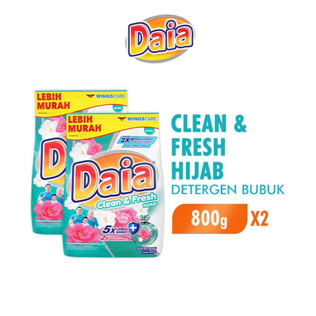 Jual Daia Detergen Bubuk Clean & Fresh Hijab 800 g x2 | Shopee Indonesia
