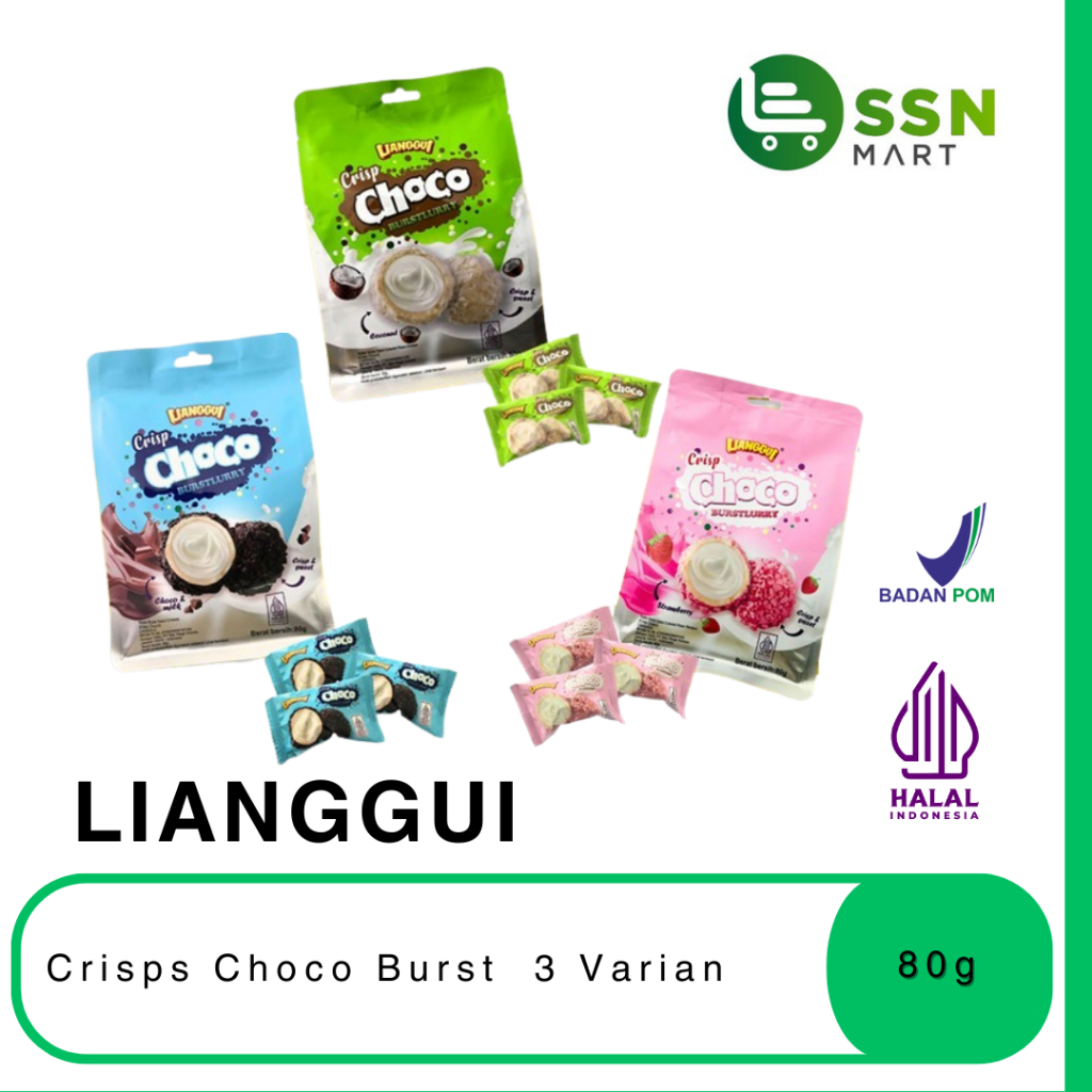 Jual SSNMart Lianggui Crisps Choco Burst 3 Rasa CHOCO & MILK/ COCONUT ...