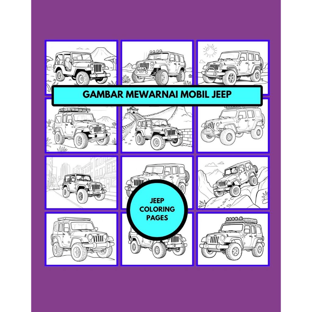 Jual Kertas Mewarnai | Tema MOBIL JEEP | BUKU GAMBAR MEWARNAI ANAK ...