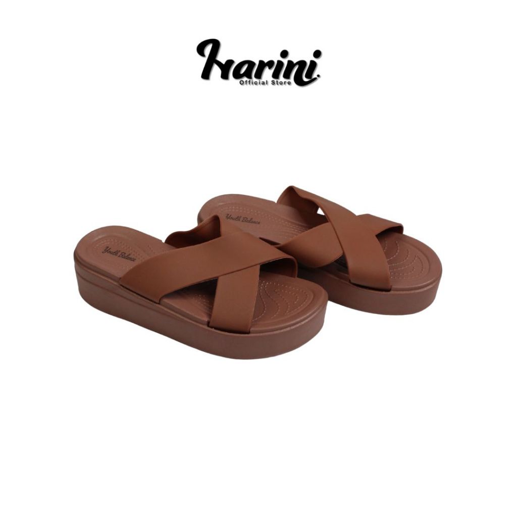 Jual Sandal Wedges Slop Silang Karet Jelly Import Balancer Sendal ...