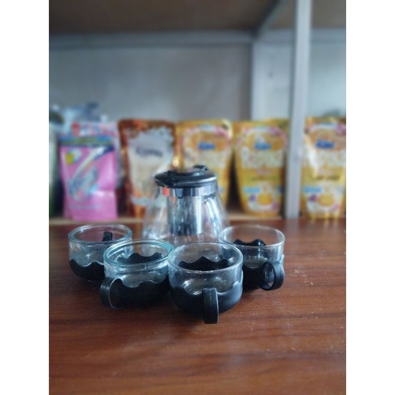 Jual Tea pot set 5in1 Cangkir kaca | Shopee Indonesia