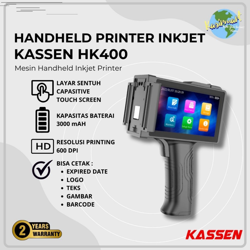 Jual Kassen HK400 Handheld Inkjet Printer Barcode HD4000 Mesin Cetak ...
