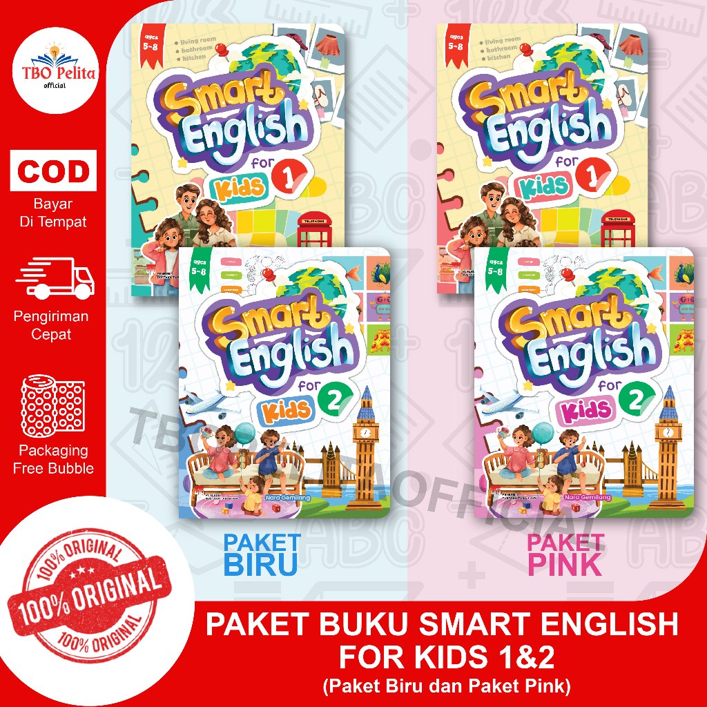 Jual Paket Buku Smart English For Kids 1&2 (Paket Biru dan Paket Pink ...