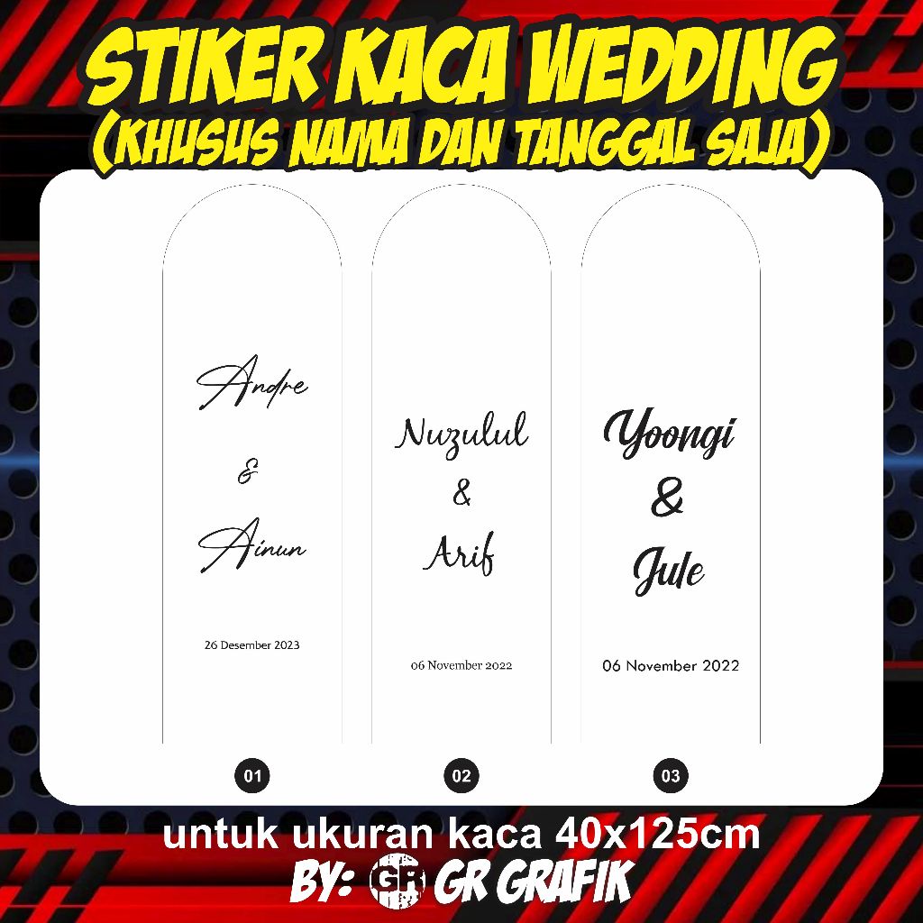 Jual (Khusus Nama dan Tanggal saja )Stiker Cutting Welcome Sign 40 x ...
