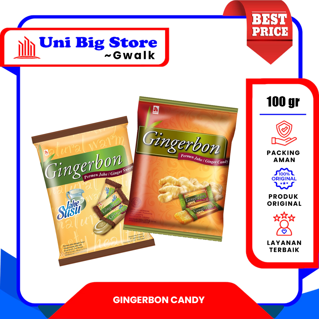 Jual GINGERBON PERMEN JAHE ORIGINAL & JAHE SUSU GINGER CANDY - 100 gr ...