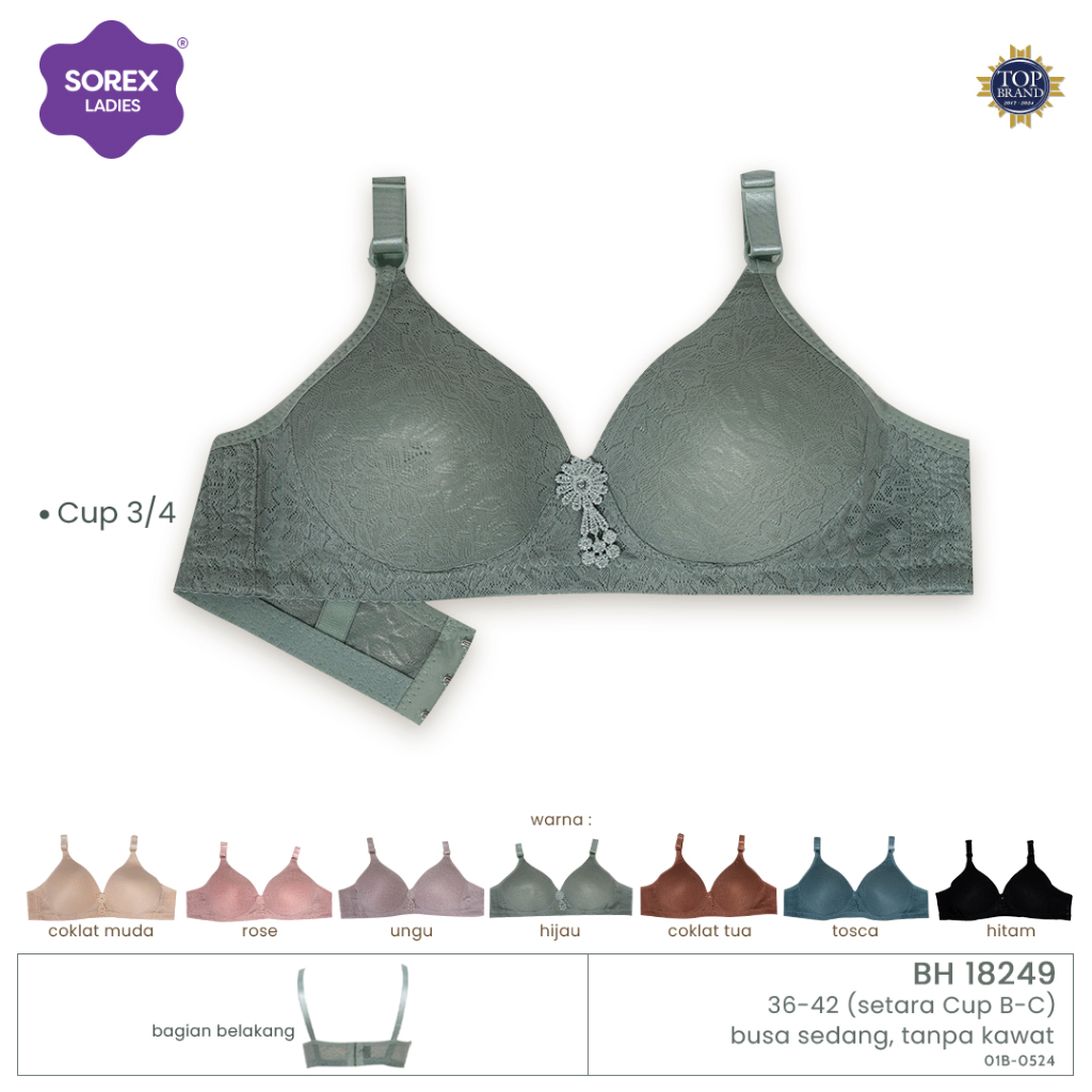 Jual Sorex Bra Tanpa Kawat Busa Kait 3 Setara Cup B Cup 3/4 Bra Harian BH 18249 | Shopee Indonesia