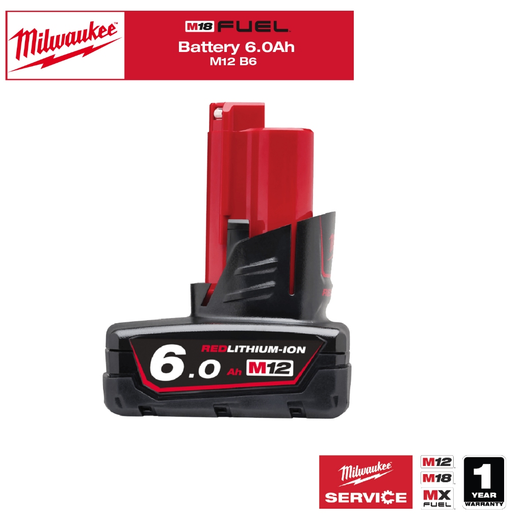 Jual Milwaukee Battery M12 B6 6.0Ah - Alat Pertukangan Professional ...