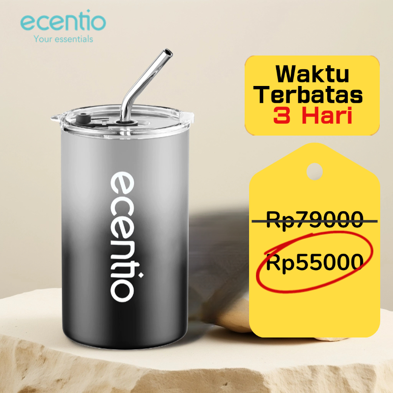 Jual ecentio tumbler stainless cooler botol 600ml tahan panas dingin ...