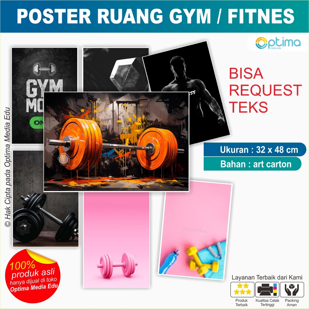 Jual Poster Gambar pada Ruang Gym dan Fitnes-bisa reques kata | Shopee ...