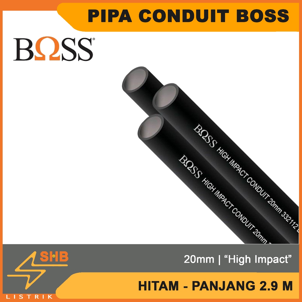 Jual Pipa Listrik Conduit BOSS 20mm 2.9M Per Btg HITAM | Shopee Indonesia