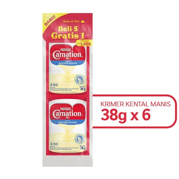 Jual Carnation Susu Krimer Kental Manis Sachet 38gr isi 6 pcs – SKM ...