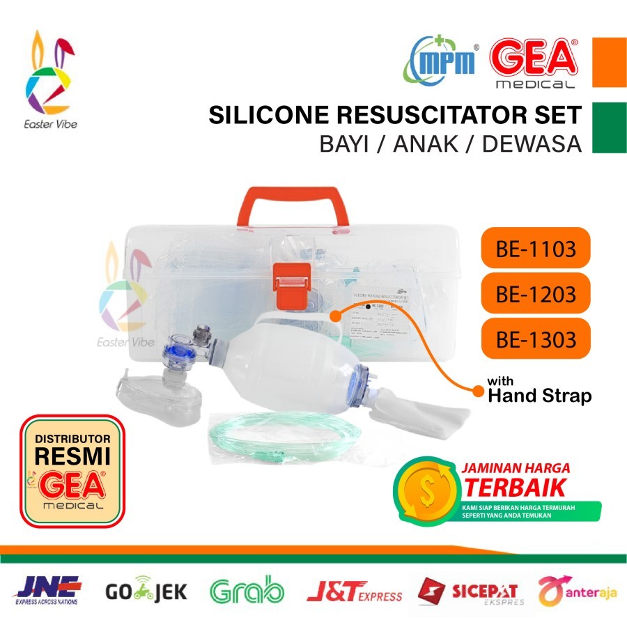 Jual GEA AMBUBAG SILICONE SILIKON MANUAL RESUSCITATOR SET WITH HAND STRAP BAYI ANAK DEWASA BE ...