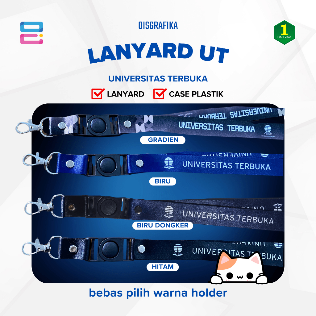 Jual Lanyard Universitas Terbuka Tali Kalung + Holder ID Card UT - Full ...
