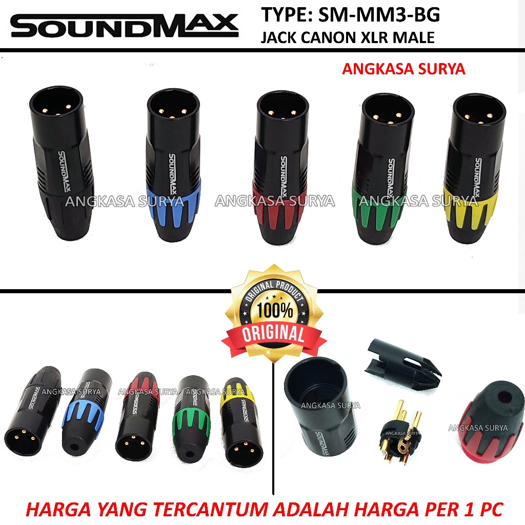 Jual JACK CANON XLR MALE SOUNDMAX SM-MM3-BG BODY HITAM / JACK CONECTOR ...