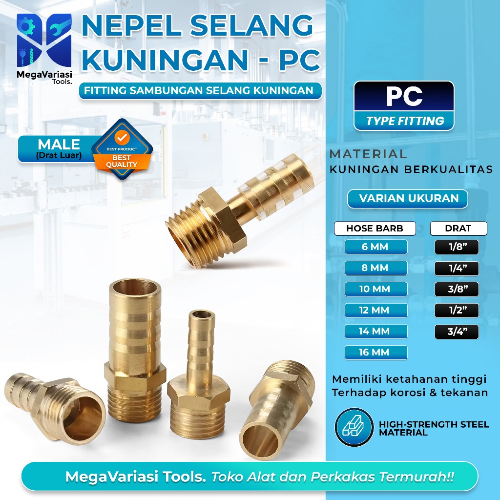 Jual Hose Nepel / Nepel Selang Kuningan Drat Male Pc | Shopee Indonesia