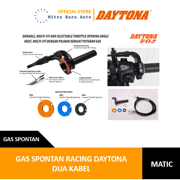 Jual Gas Spontan Daytona Dual Cable Mio, Fino, Xride, Fazzio, Freego ...