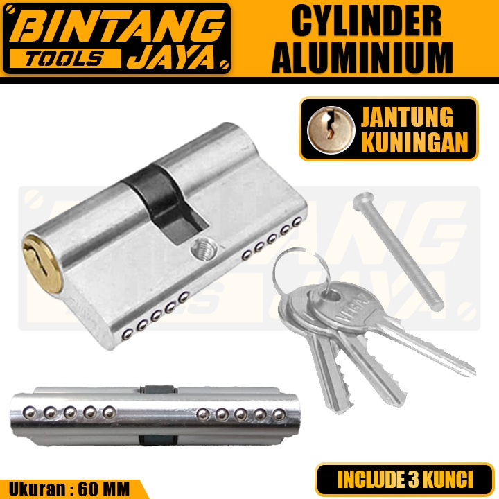 Jual Cylinder Alumunium Kuningan Kunci Pintu Silinder Kunci Pintu 60 MM | Shopee Indonesia