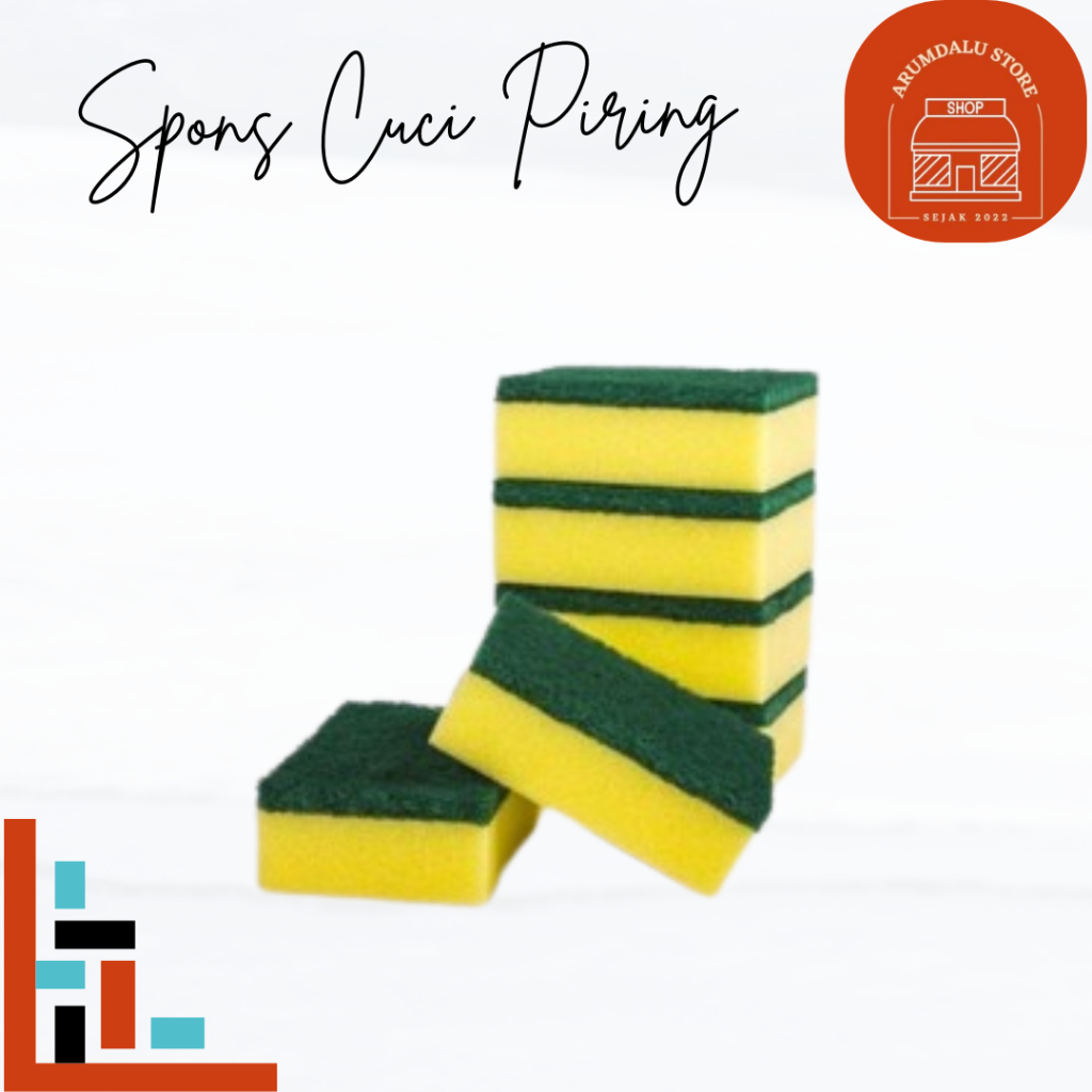 Jual SPON CUCI PIRING KUNING HIJAU 2 SISI | Shopee Indonesia