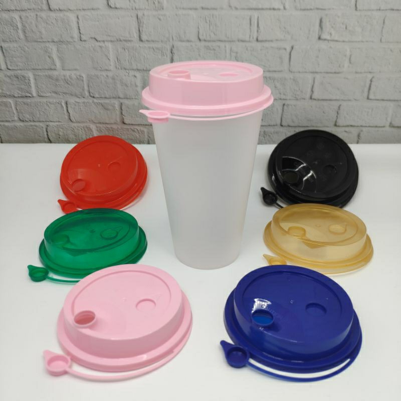 Jual CUP Gelas PP Injection 16oz Frosted 500ml + Tutup Bening Hitam ...