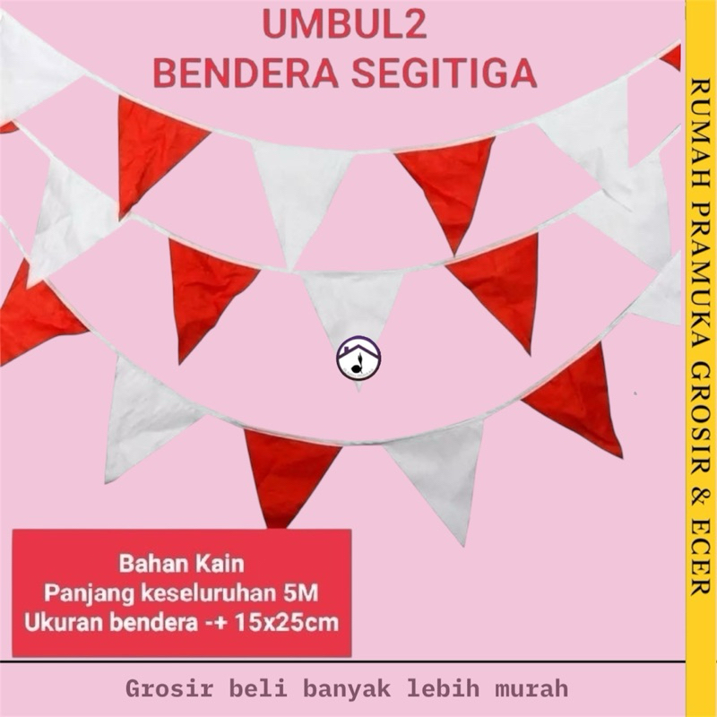 Jual Umbul umbul bendera MERAH PUTIH resplang segitiga | Shopee Indonesia