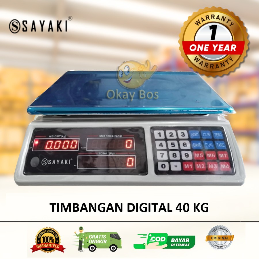 Jual Timbangan Digital 40 kg Double Display SAYAKI Timbangan Laundry Timbangan Sayur Timbangan ...