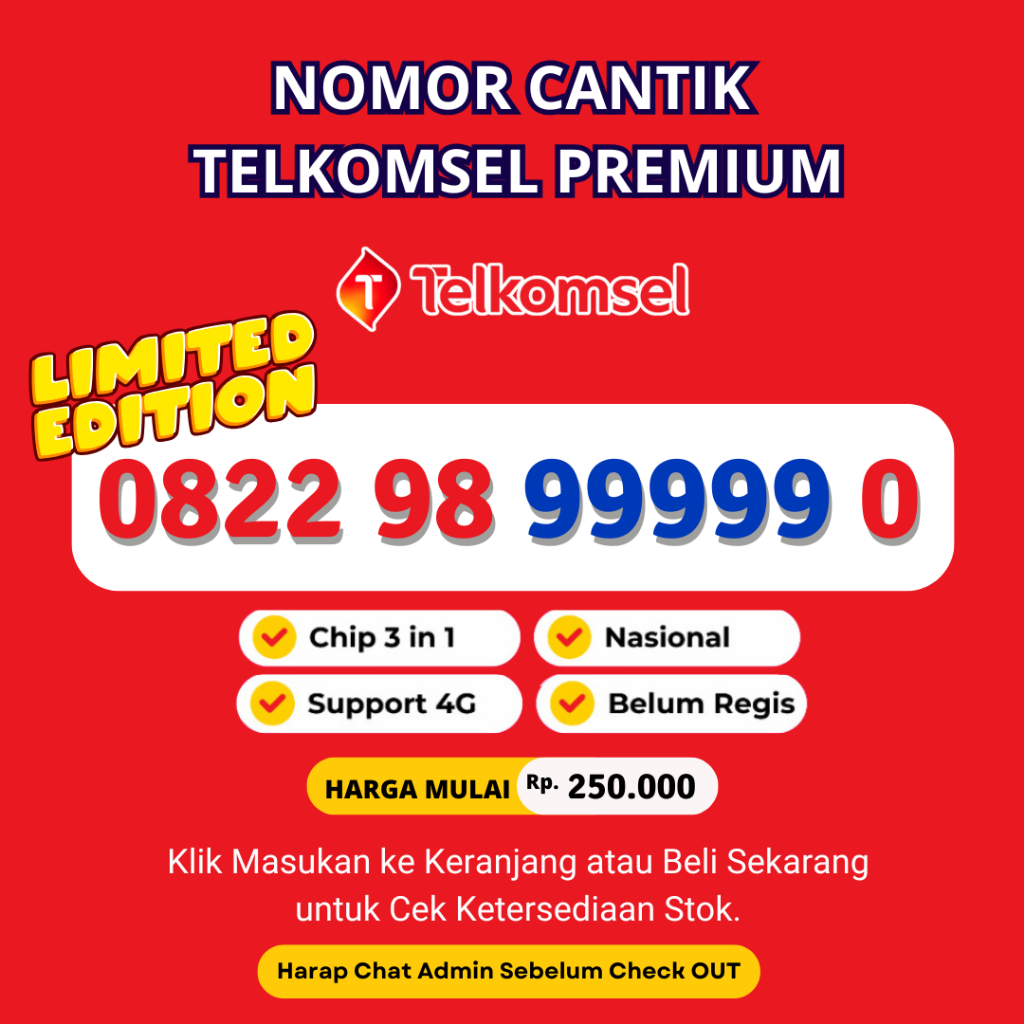 Jual Nomor Cantik Telkomsel Premium Seri Panca 9 Rapi - Kartu Perdana Cantik Telkomsel Premium ...