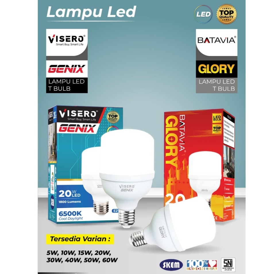 Jual Lampu LED Bohlam Capsule Jumbo 20W 30W 40W 50WAT 60WATT Cahaya Putih Visero Genix/Batavia ...
